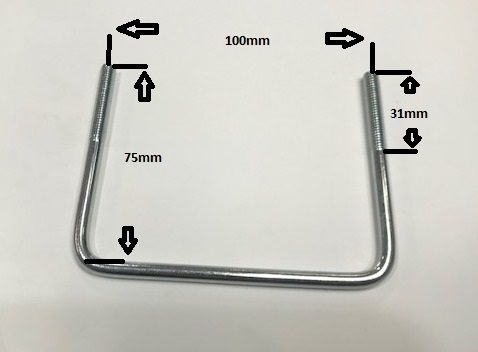 Roof Rack Basket U-Bolt kit (75mm) with nyloc nuts (x6) - Roof Rack World