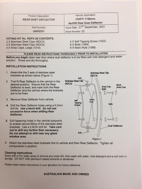 1180mm Plastic Rear Dust & Wind Deflector - Roof Rack World