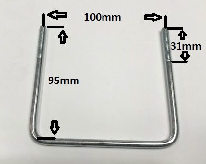 Roof Rack Basket U-Bolt kit (95mm) with nyloc nuts (x4) - Roof Rack World
