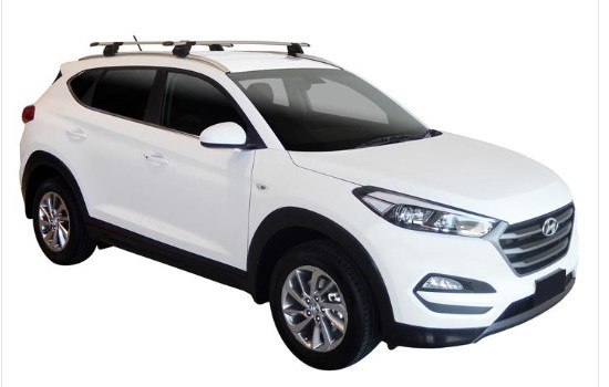 Hyundai Tucson with Flush Rails 8/2015 - 7/2018 Pro Rack Silver Thru ...
