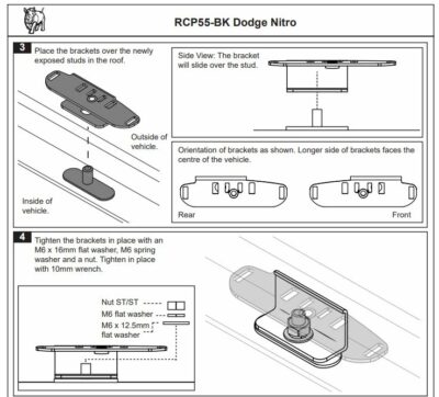 Rhino-Rack RCP55-BK Base Kit to suit Dodge Nitro (x4) - Roof Rack World