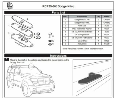 Rhino-Rack RCP55-BK Base Kit to suit Dodge Nitro (x4) - Roof Rack World